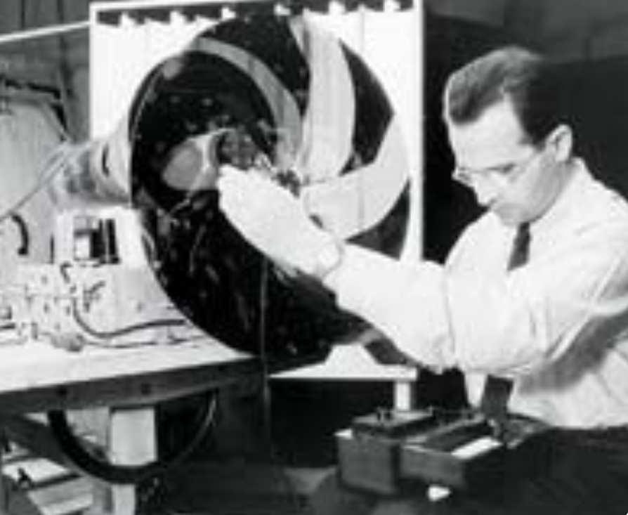 CBS employee Peter Goldmark, demonstrates his colored television system ...