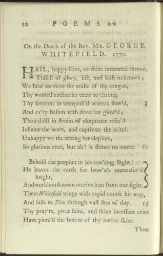 Page from "Poems on Various Subjects, Religious and Moral" By Phillis ...