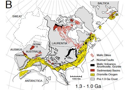 1300 mya (Precambrian)