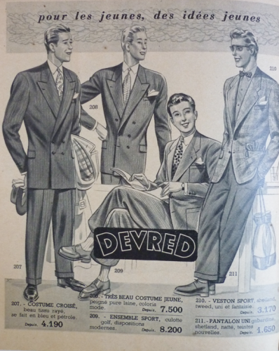 Années 50: Devred habille également les jeunes hommes et les accompagne ...