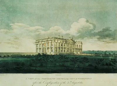 Burnt shell of the White House (1814). Image courtesy of the White ...