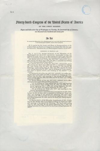 1975- Education for All Handicapped Children Act (EAHCA) (P.L. 94-142)