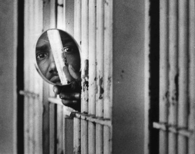 A Death Row inmate at Louisiana State Penitentiary at Angola uses a ...