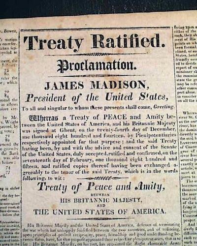 December 24, 1814- Treaty of Ghent is signed