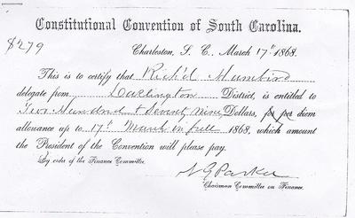 1868 : The constitution of 1868 is ratified and South Carolina is ...
