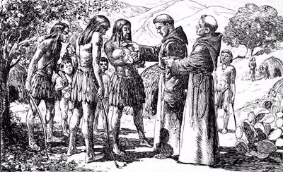 Missionaries converting Natives.