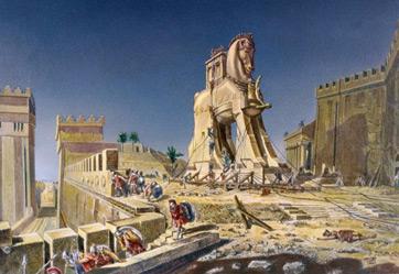 The Trojan horse in the Trojan War.