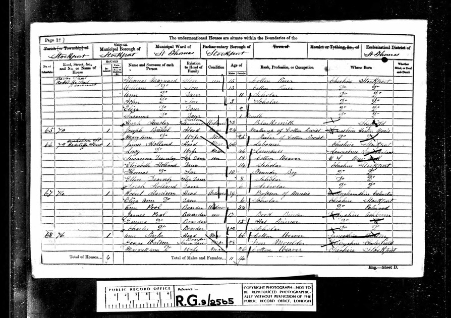 in 1861 william maynard 1819 still lived at 68 ratcliffe street ...