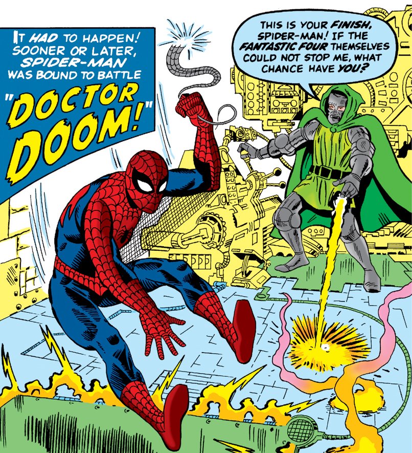 Spider-Man faces off against Doctor Doom.