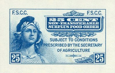 The First Blue Food Stamp that was used to provide only specific foods ...
