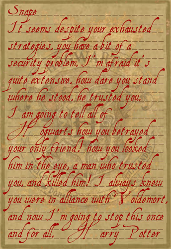 a letter from Harry Potter moments after he witnessed Severus Snape ...