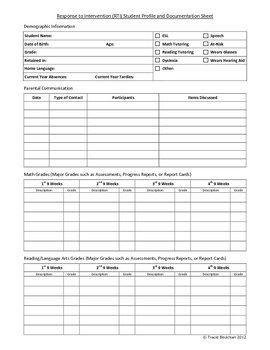 Tier 1/Tier 2 RtI Assessment Chart