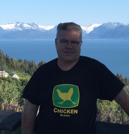 Mr. Kern with Chicken Alaska T-Shirt at lookout overlooking the bay at ...
