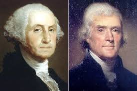 George Washington (left) and Thomas Jefferson (right).