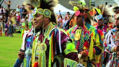 This is a scene from the annual Green Corn Festival that are held by ...
