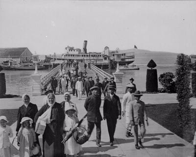 Japanese and Chinese arriving at the Immigration station at Angel Island
