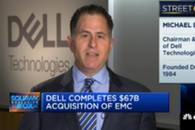 Michael Dell closing his record $67 billion merger with EMC, a data ...