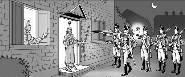 This image shows how the people had to let the British troops in to ...