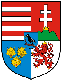 A Hunyadi család címere, közepén a fekete holló.