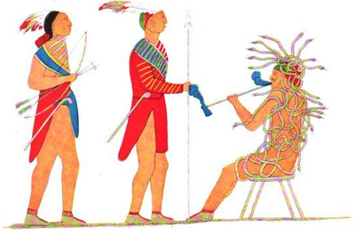Tadodaho (right) with two Mohawk chiefs.
