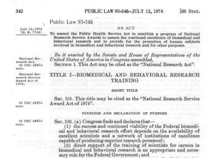 National Research Service Award Act of 1974