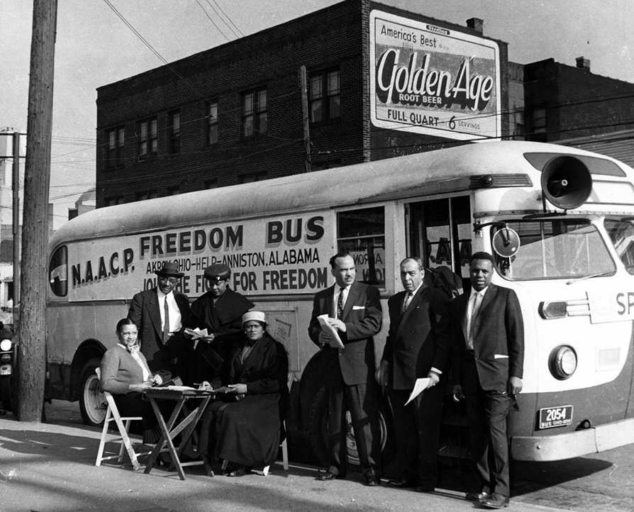 A group of interracial activists, known as the Freedom Riders, rode ...