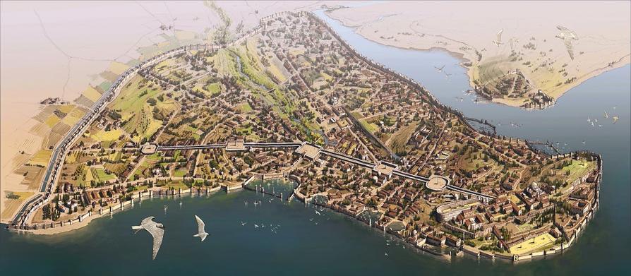 a view of Constantinople from above