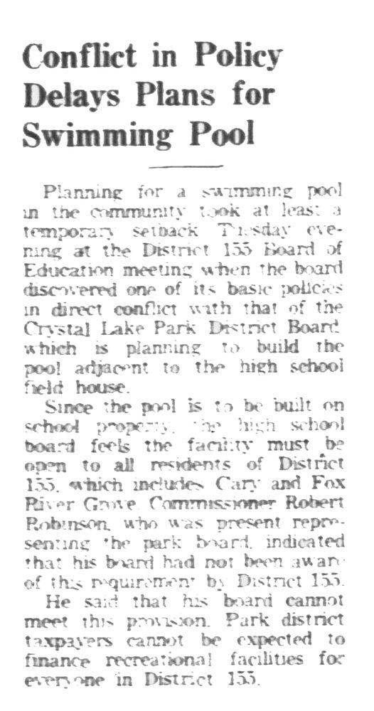 Published Crystal Lake Herald 9/28/67