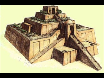 The large pyramid structure called a ziggurate used as a temple to ...