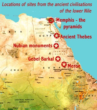 This map shows the exact location of Meroë.