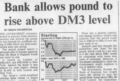 7 March 1988 -Sterling uncapped and rises above 3DM
