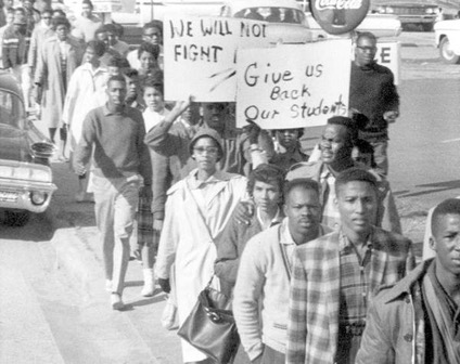 March 12, 1960- Students at FAMU use signs to protest the arrest of sit ...