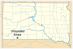 Location of Wounded Knee on South Dakota Map
