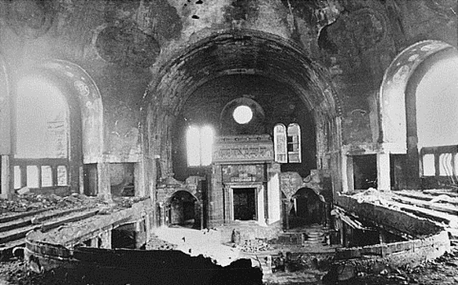 Image 1: Interior of a synagogue that was destroyed during ...