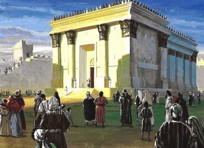 In this image, the second Jewish temple has been completed.