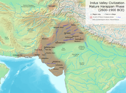 Indus Valley civilization between 2600-1900 BC. Map by Avantiputra7 in ...