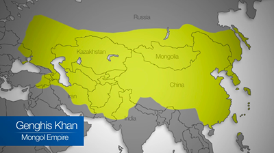 This map of the Mongol Empire under Genghis Khan shows how massive it ...