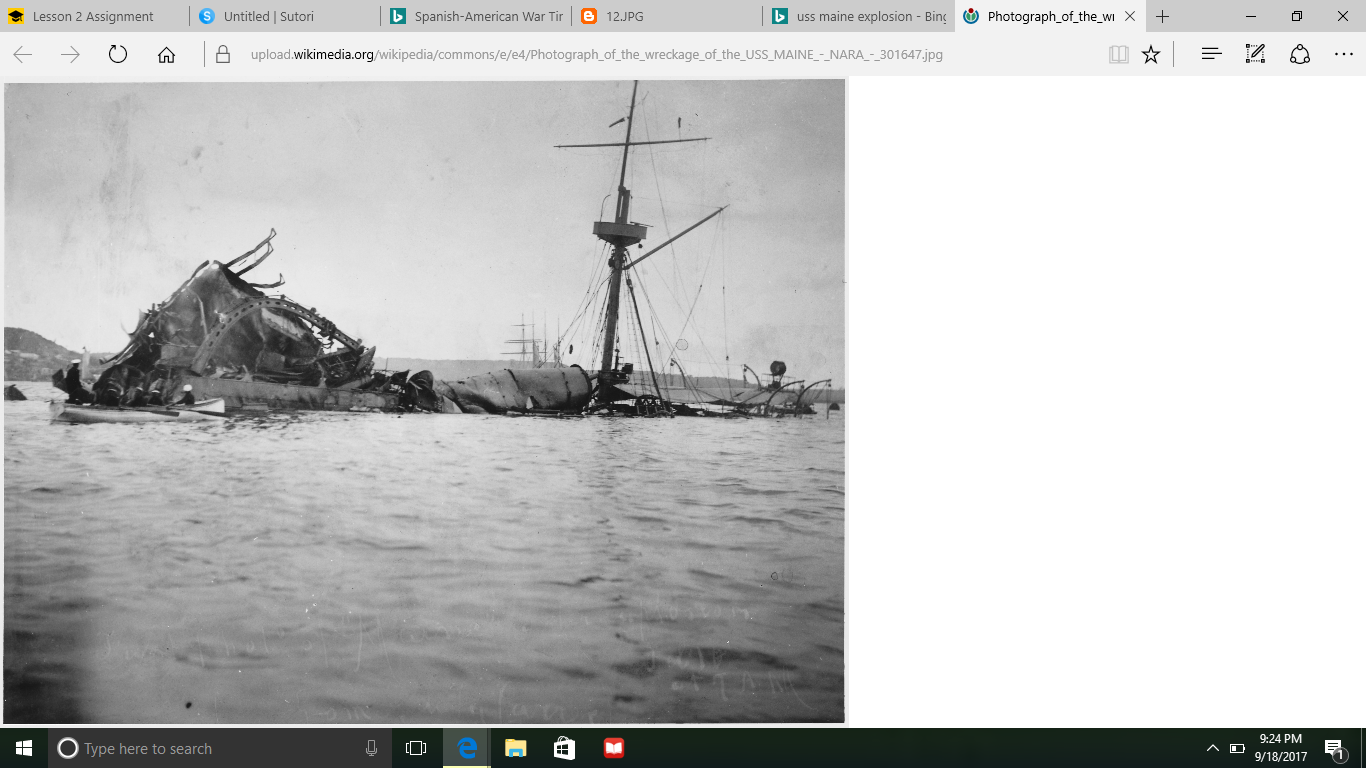 USS Maine exploded outside of Cuba in Havana Harbor on February 15,1898 ...