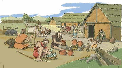 People became sedentary and built villages to live in permanently ...