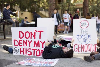 Armenians protesting about the Armenian Genocide.