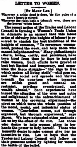 "LETTER TO WOMEN." South Australian Register (Adelaide, SA : 1839 ...