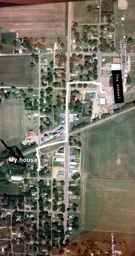 This picture shows relative location using close by areas.From my house ...