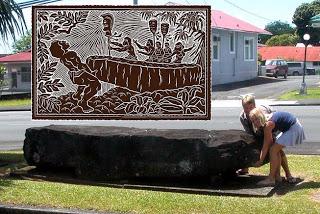 This mage shows the naha stone that king Kamehameha had turned at the ...