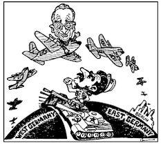 This is a cartoon showing Truman air attach Germany and this is in the ...