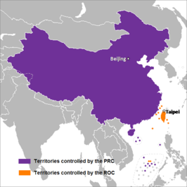 Map of the 2 nations of China - 1950