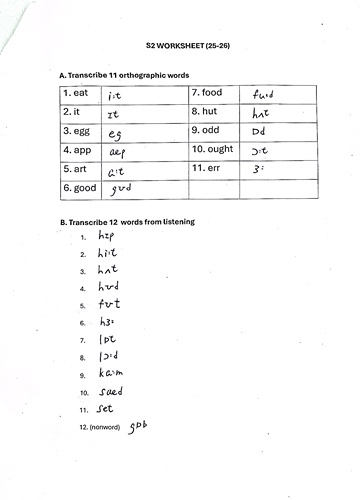 S2 Worksheet Part A and B