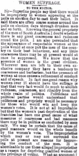 "WOMEN SUFFRAGE." South Australian Register (Adelaide, SA : 1839 - 1900 ...