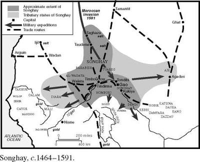 1591- Songhai fell from Moroccan invasions.
