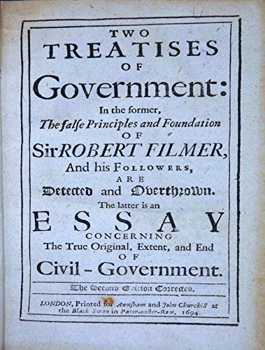 Picture of the Second Treatise on Government published by John Locke in ...
