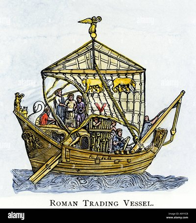 Ancient Roman trading ship before the expansion of the Roman Empire